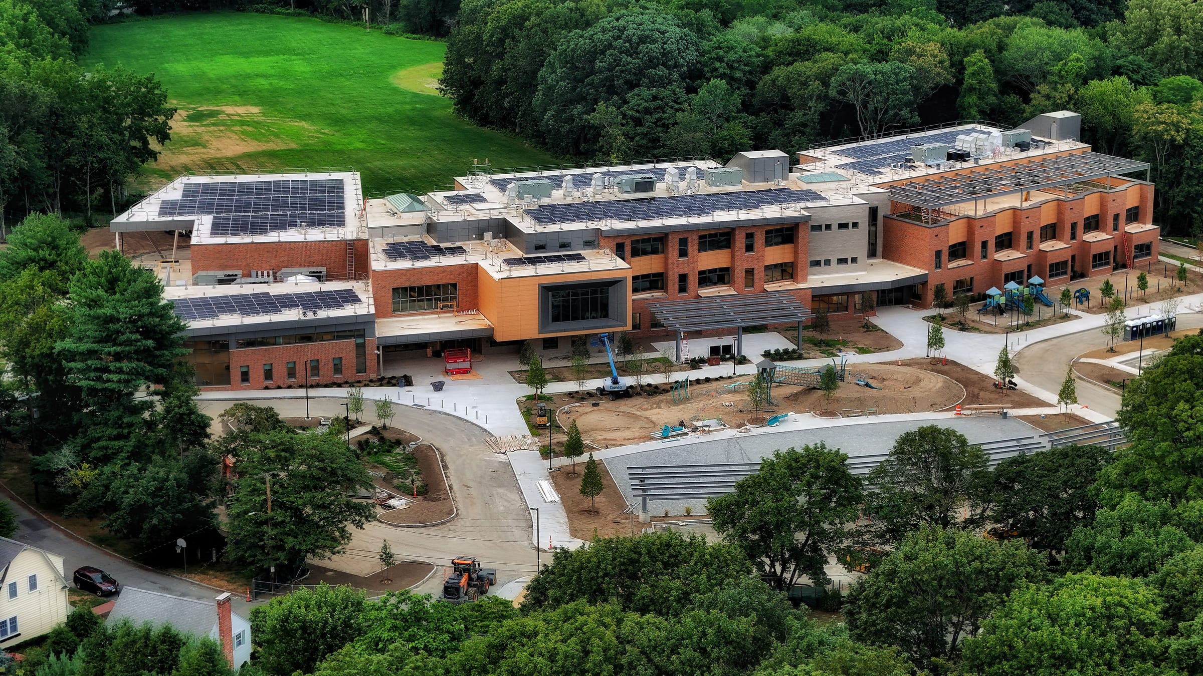 Lynch School solar panels in place, building continues to rise